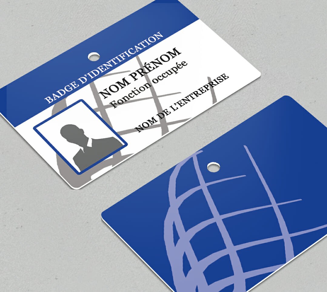 Badge professionnel nominatif Acies Bleu - Perforation ronde ...