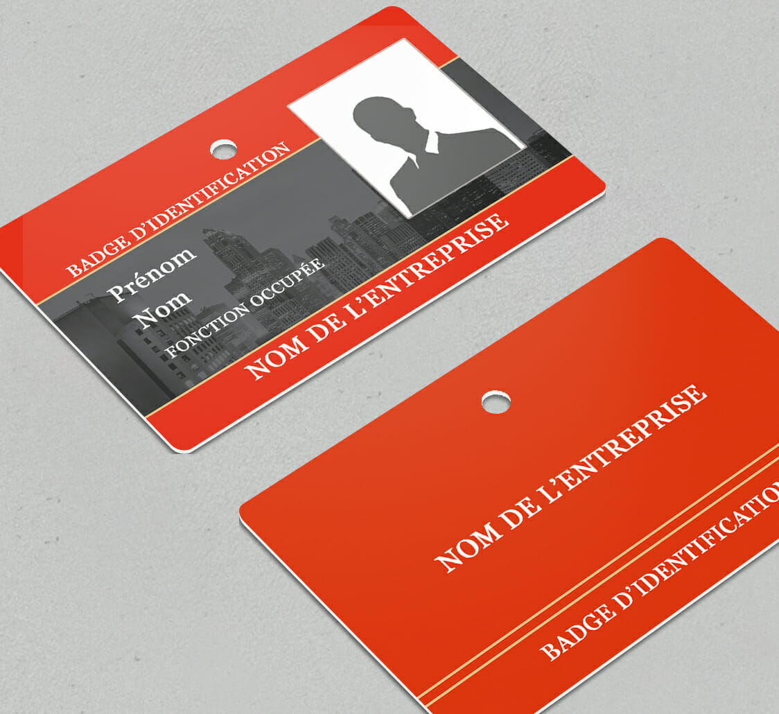 Badge professionnel nominatif Civitas Rouge - Perforation ronde ...
