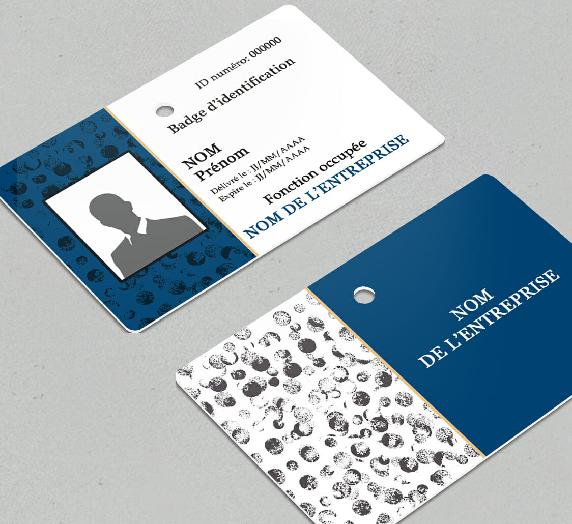 Badge professionnel nominatif Disiungitur Bleu- Perforation ronde ...