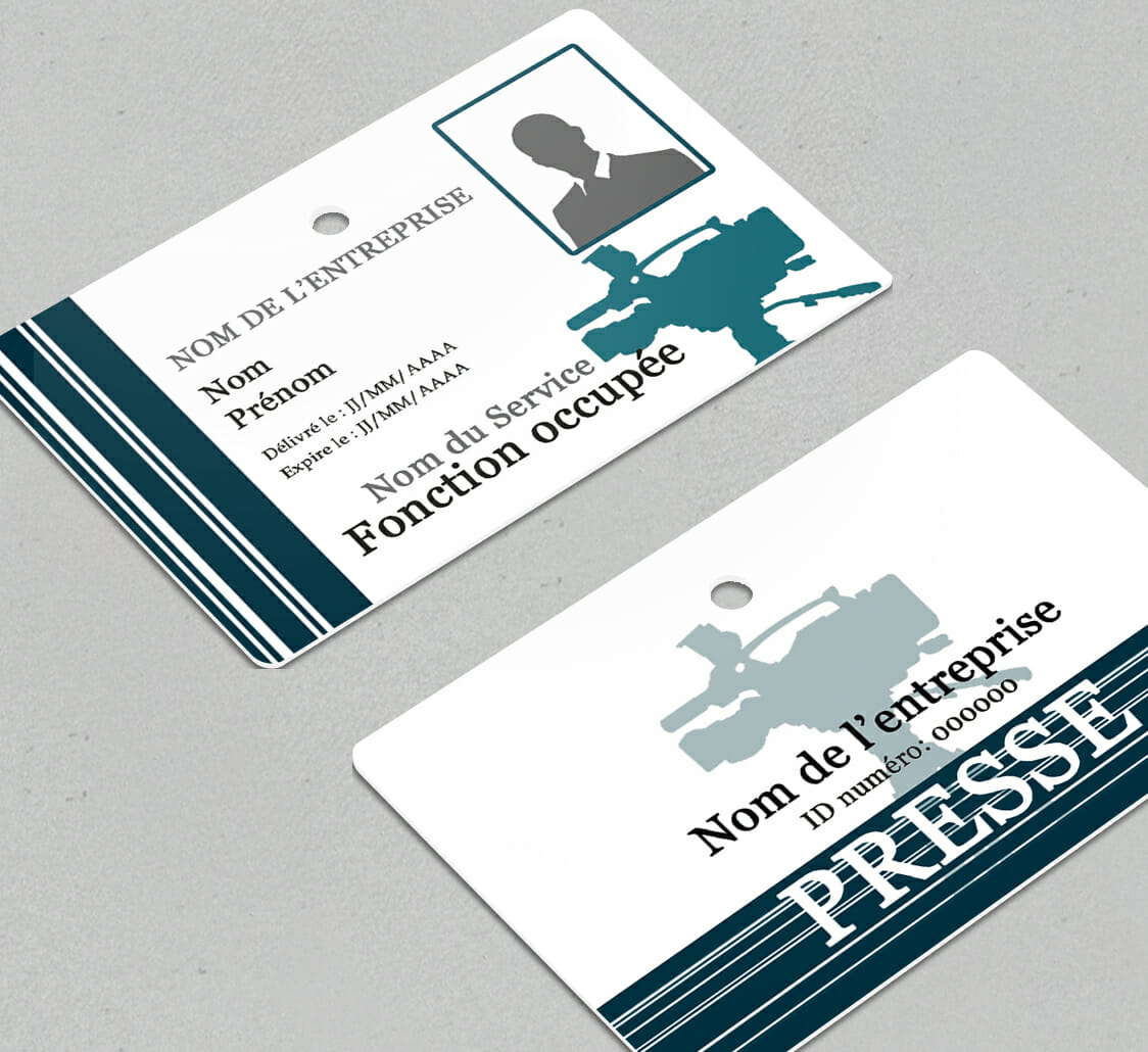 Badge professionnel nominatif Duis Bleu- Perforation ronde ...