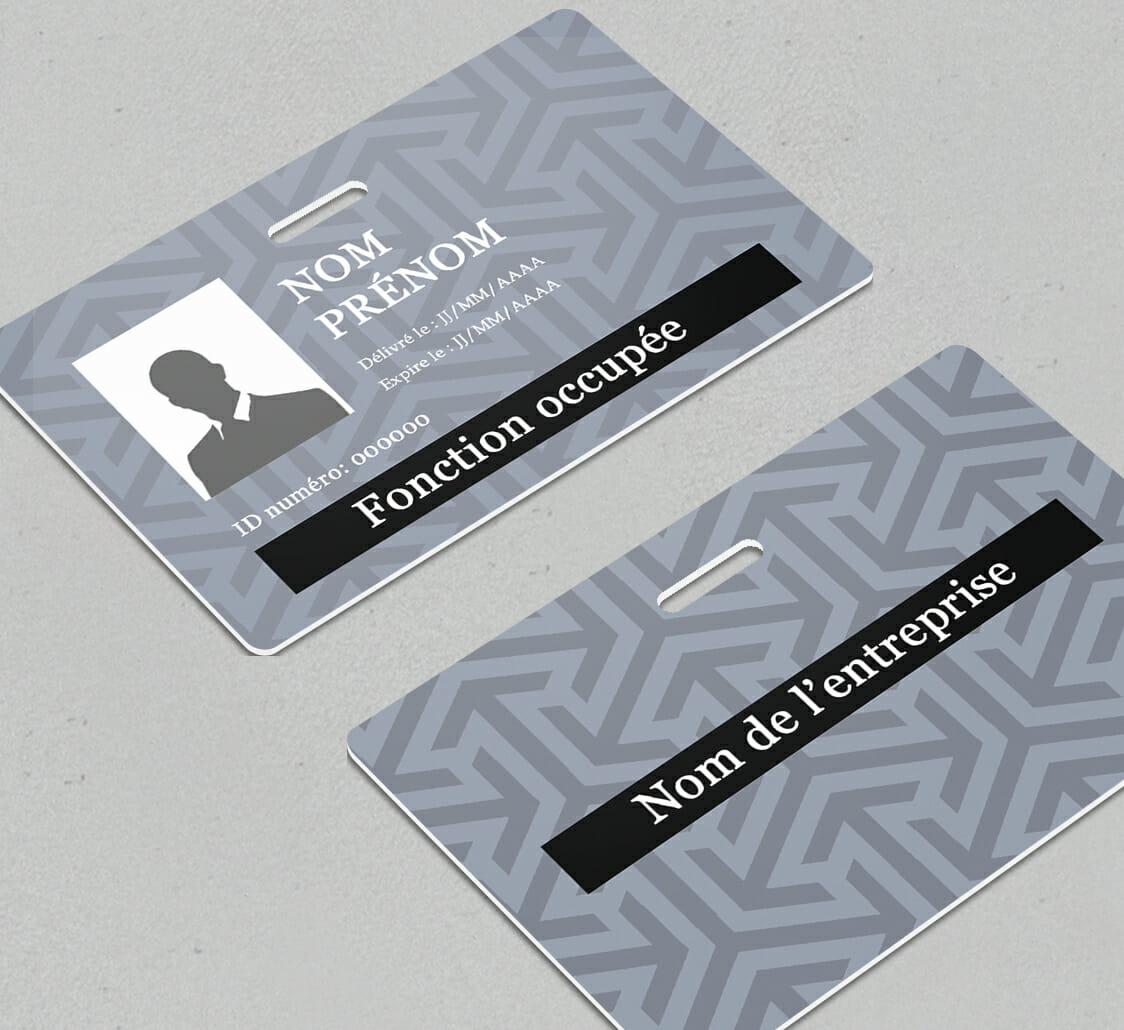 Badge professionnel nominatif Gallery Gris- Perforation oblongue ...