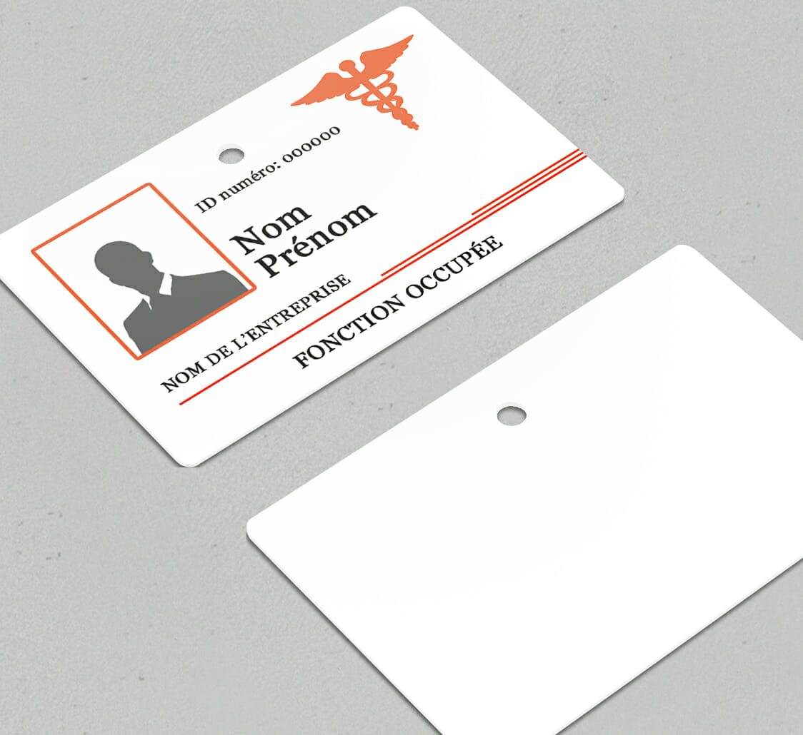 Badge professionnel nominatif Medicus Rouge- Perforation ronde ...
