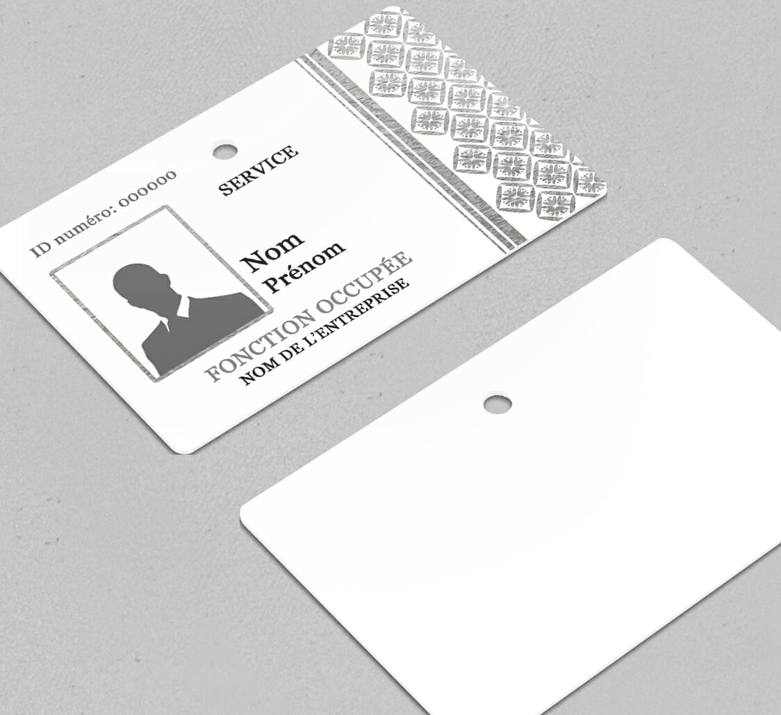 Badge professionnel nominatif Metallicum Argent - Perforation ronde ...