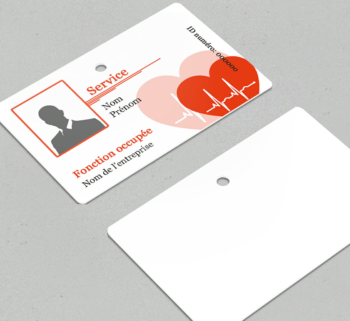 Badge professionnel nominatif Salutem rouge - Perforation ronde ...