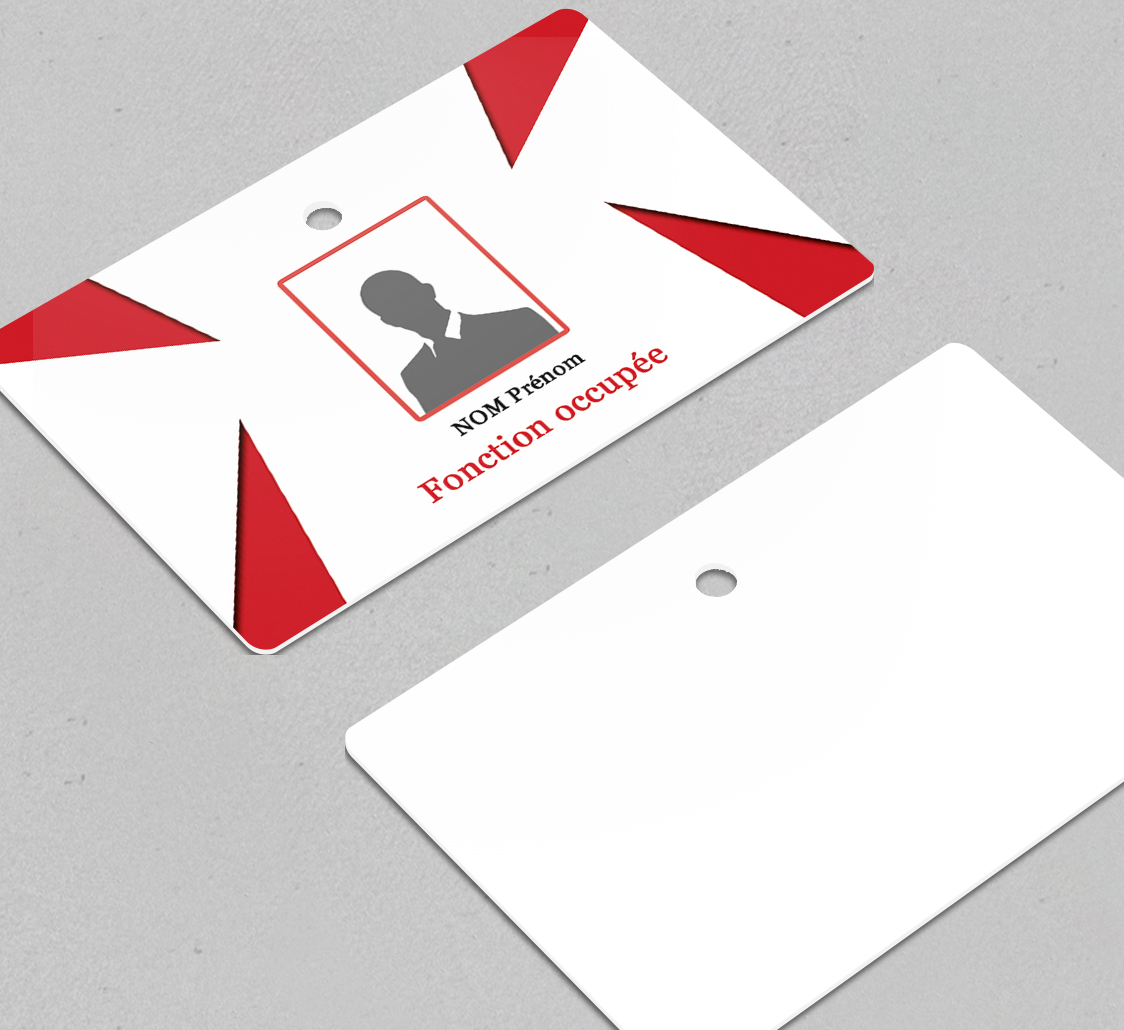 Badge professionnel nominatif Cavas Rouge - Perforation Ronde ...