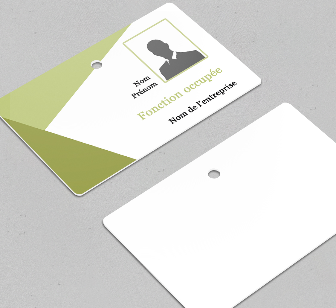 Badge professionnel nominatif Frangibile Vert - Perforation Ronde ...
